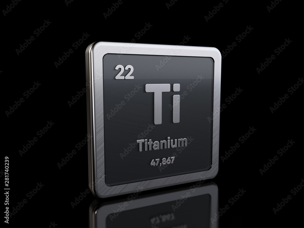 Titanium Ti, element symbol from periodic table series. 3D rendering ...