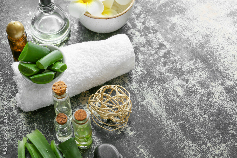 Spa composition with aloe vera on dark background Stock Photo | Adobe Stock