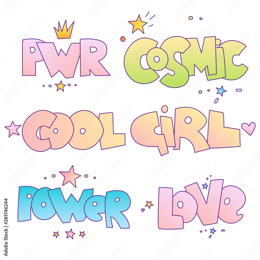 Cute cartoon motivational quotes and lettering for little princess and ...