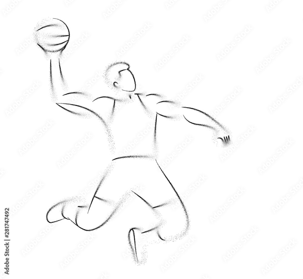 Basketball Player Dunking Drawing