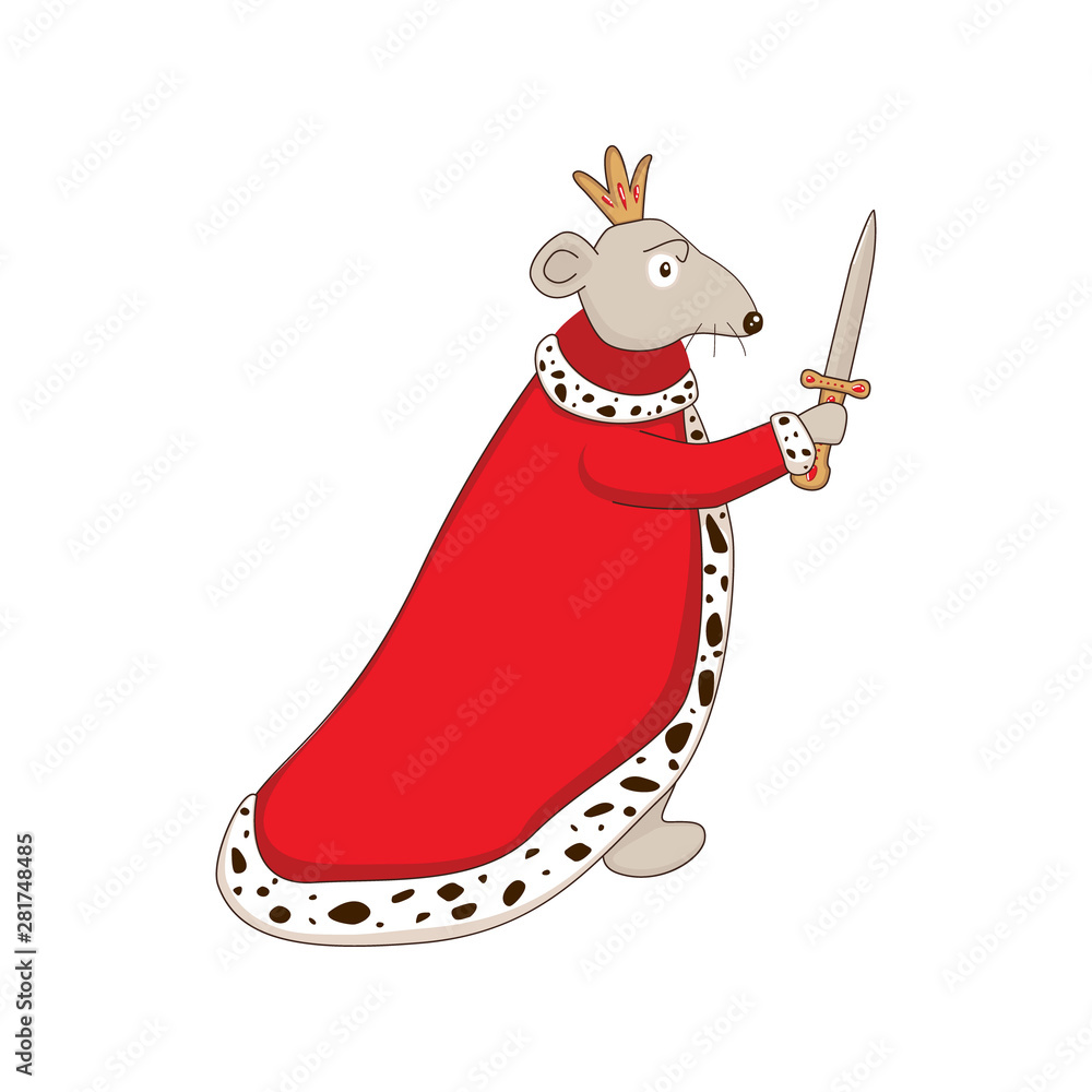 Cute cartoon character Mouse King Stock Vector | Adobe Stock