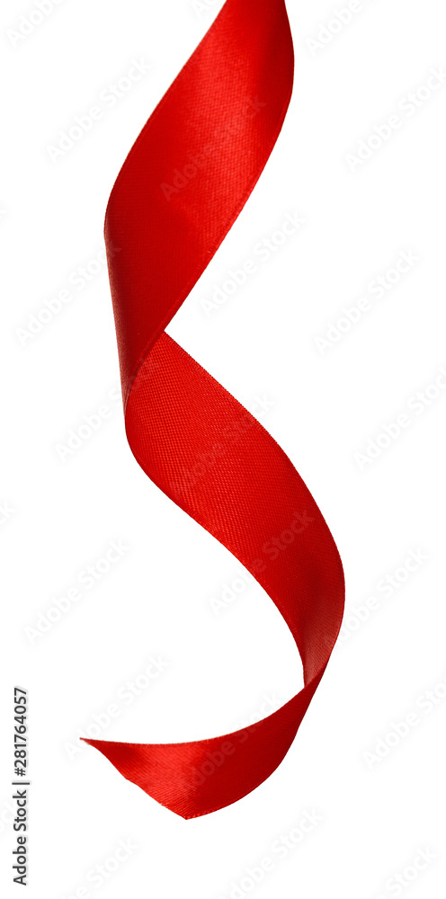 Curly vertical red ribbon isolated on white background Stock Photo ...