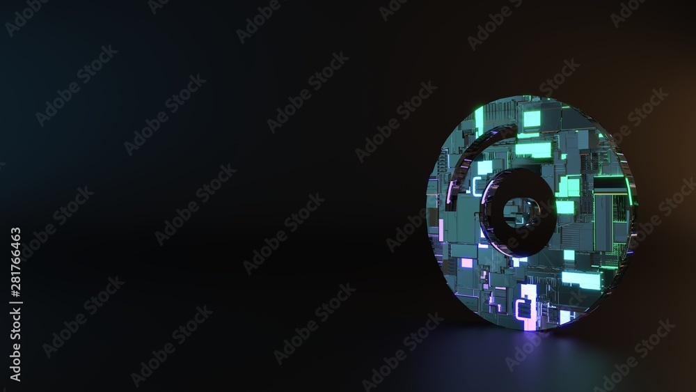 science fiction metal symbol of compact disc icon render Stock ...