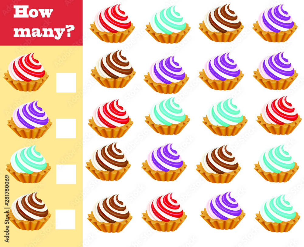 Counting game for preschool children. Educational math game. Calculate ...