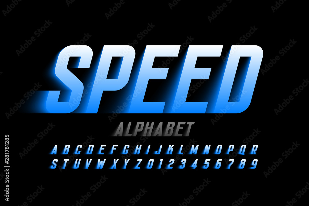 Speed style font design, alphabet letters and numbers Stock Vector ...