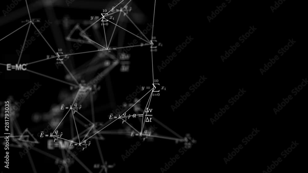 Math calculations or formulas appearing in chalk on black background ...