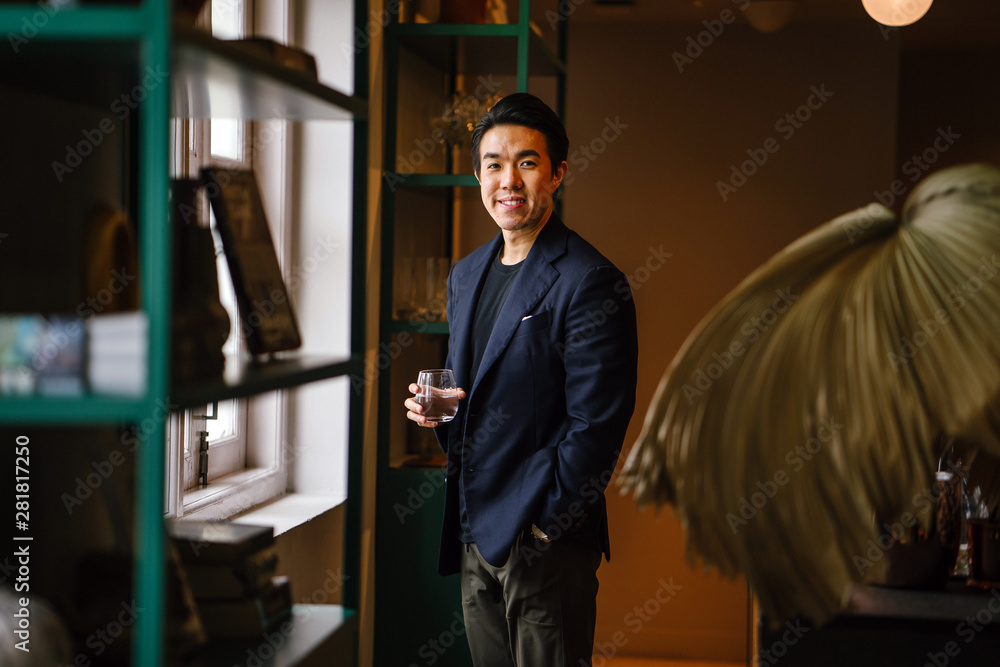 Portrait of a handsome, good looking, young Chinese Asian man in a ...