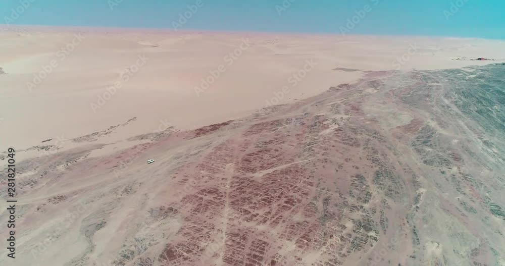 Arial birds eye view of the magnificent Namibian Skeleton Coast ...