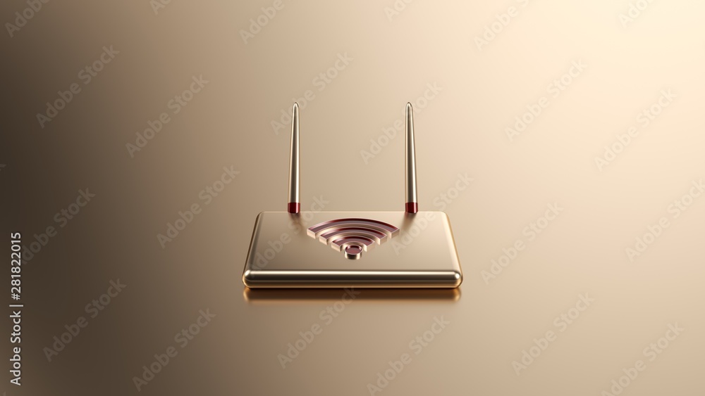 Golden Minimal Modern Wifi Router (Modem) Isolated On The Gold ...