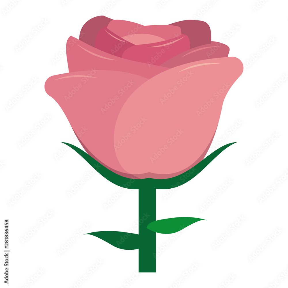 Vector cute kawaii rose colorful isolated Stock Vector | Adobe Stock