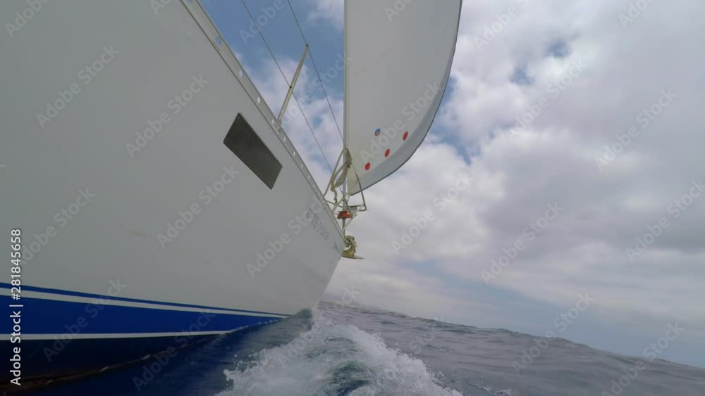 Ship under Water the Sea Bottom of Yacht view from Under Water Sails ...