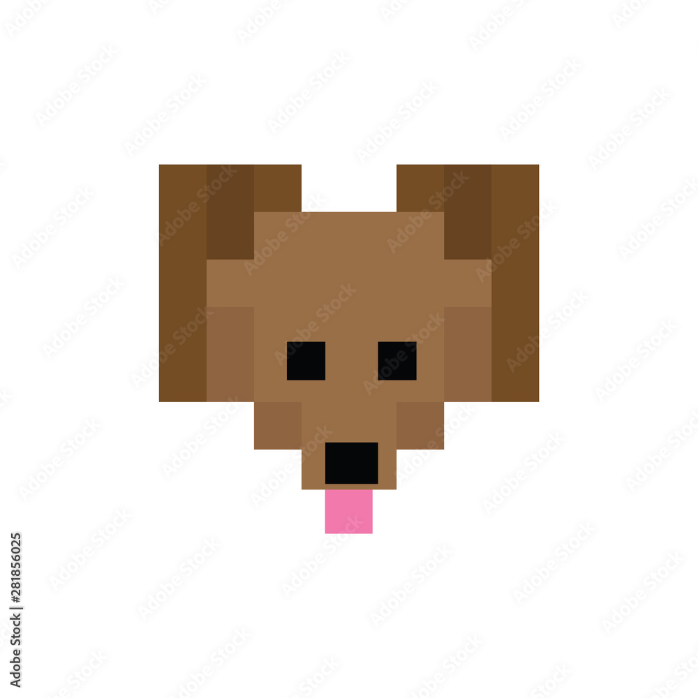 Cute 8 bit puppy dog face vector illustration. Pixel pet clipart. Stock ...