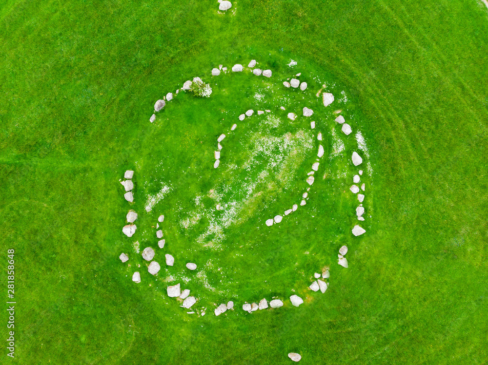 Ballynoe stone circle, a prehistoric Bronze Age burial mound surrounded ...