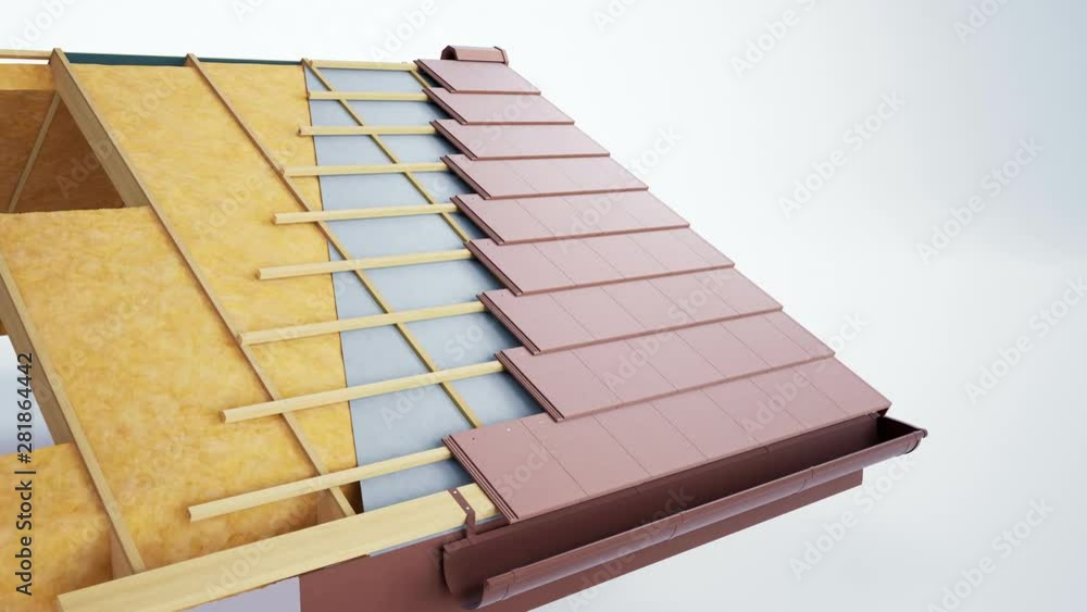 Technical cutaway of roof construction, constructive and technological ...