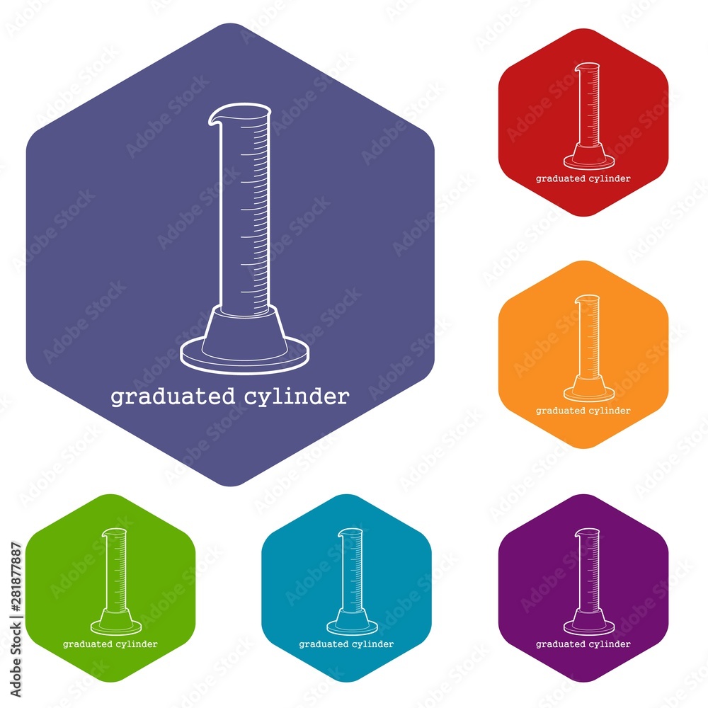Graduated cylinder icon in outline style isolated on white background ...