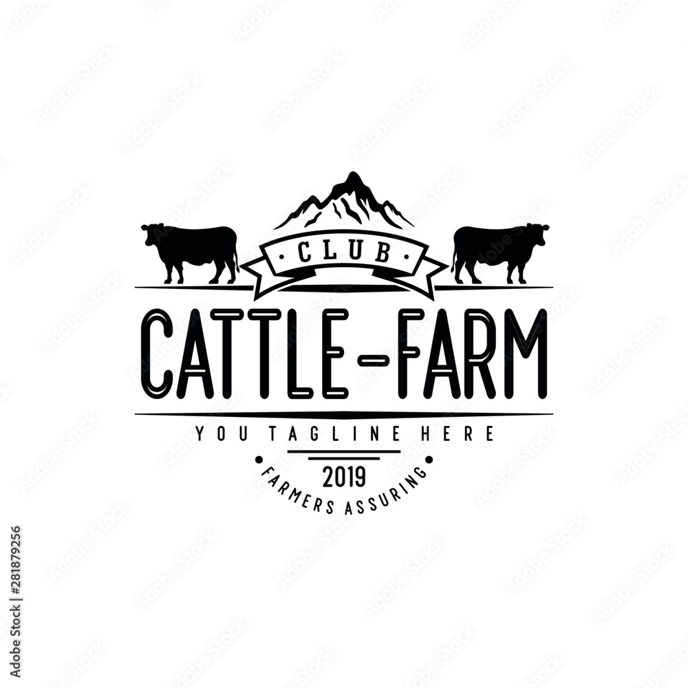 Cattle Farm Logo Design Stock Vector Stock Vector | Adobe Stock