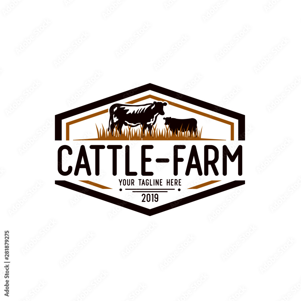 Vetor de Cattle Farm Logo Design Stock Vector do Stock | Adobe Stock