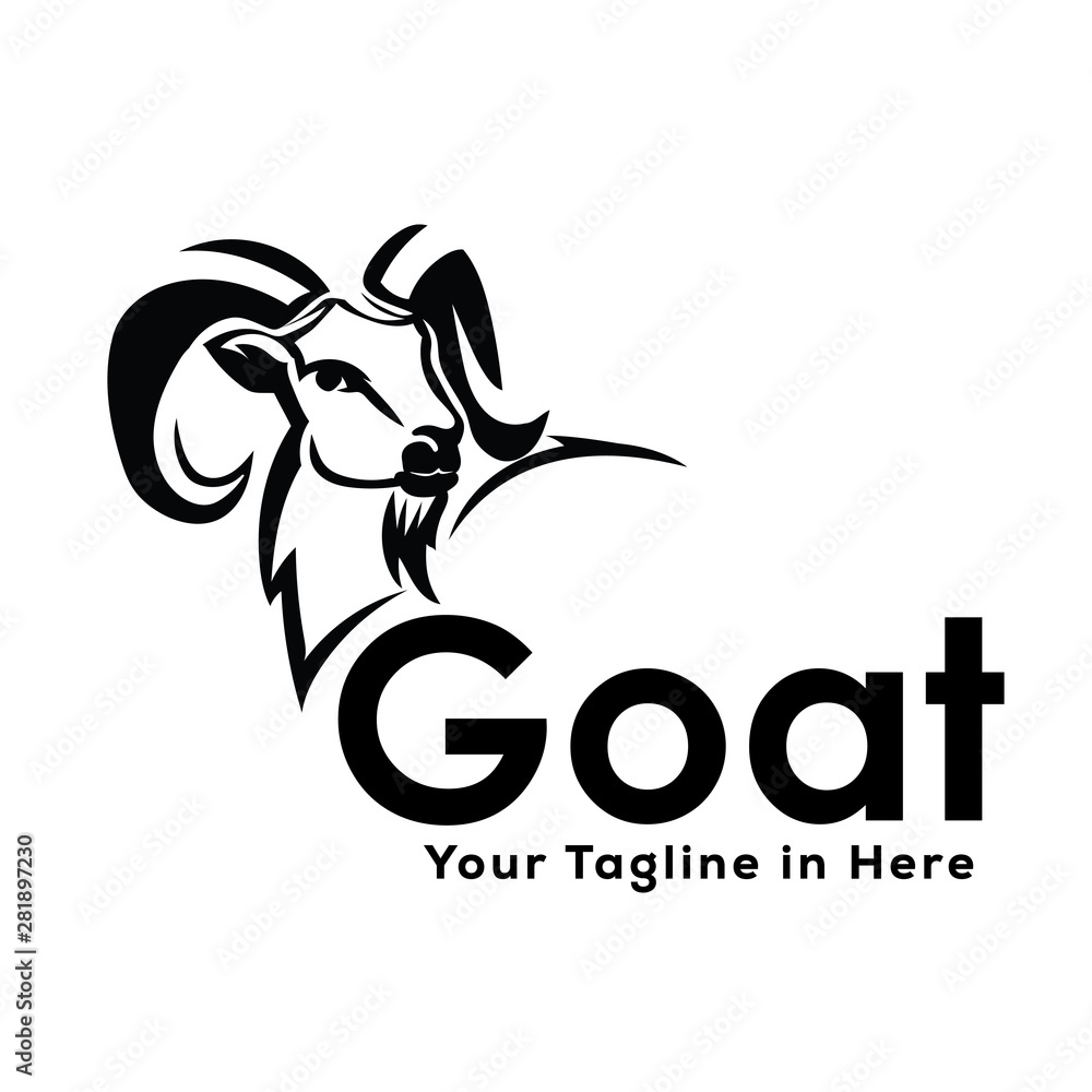 goat drawing art logo design inspiration Stock Vector | Adobe Stock