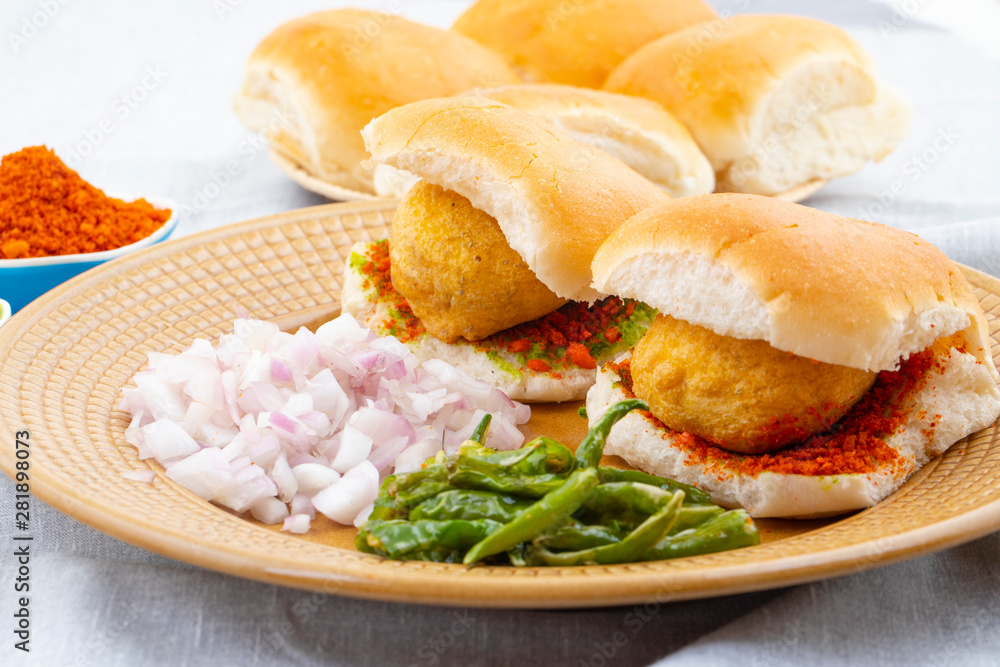 Indian Famous Street Food Vada Pav Also Know as Vada Paav, Wada Pav or ...