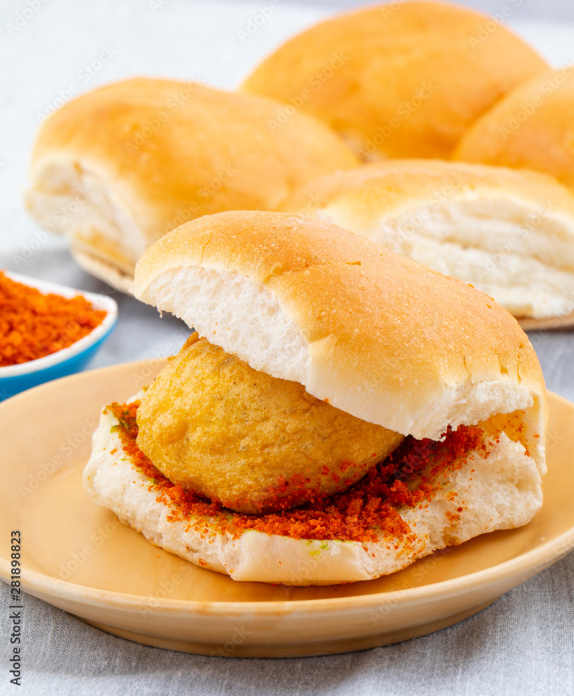 Indian Famous Street Food Vada Pav Also Know as Vada Paav, Wada Pav or ...