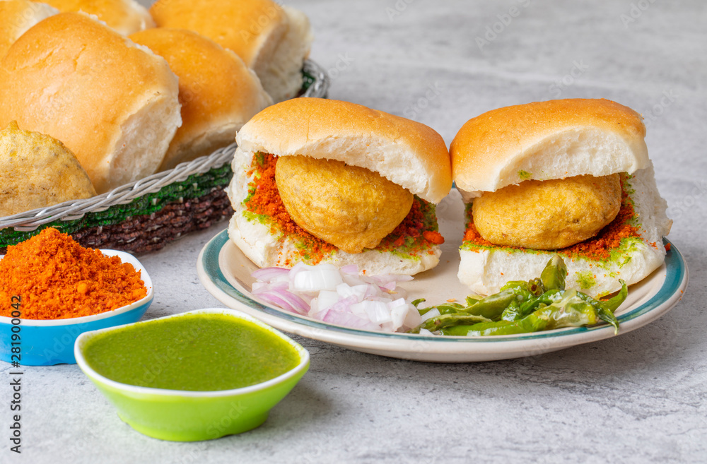 Indian Famous Street Food Vada Pav Also Know as Vada Paav, Wada Pav or ...