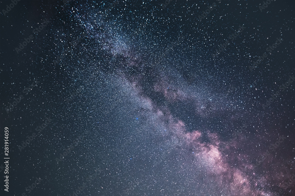 deep night sky with stars and milky way. astrophotography. summer ...