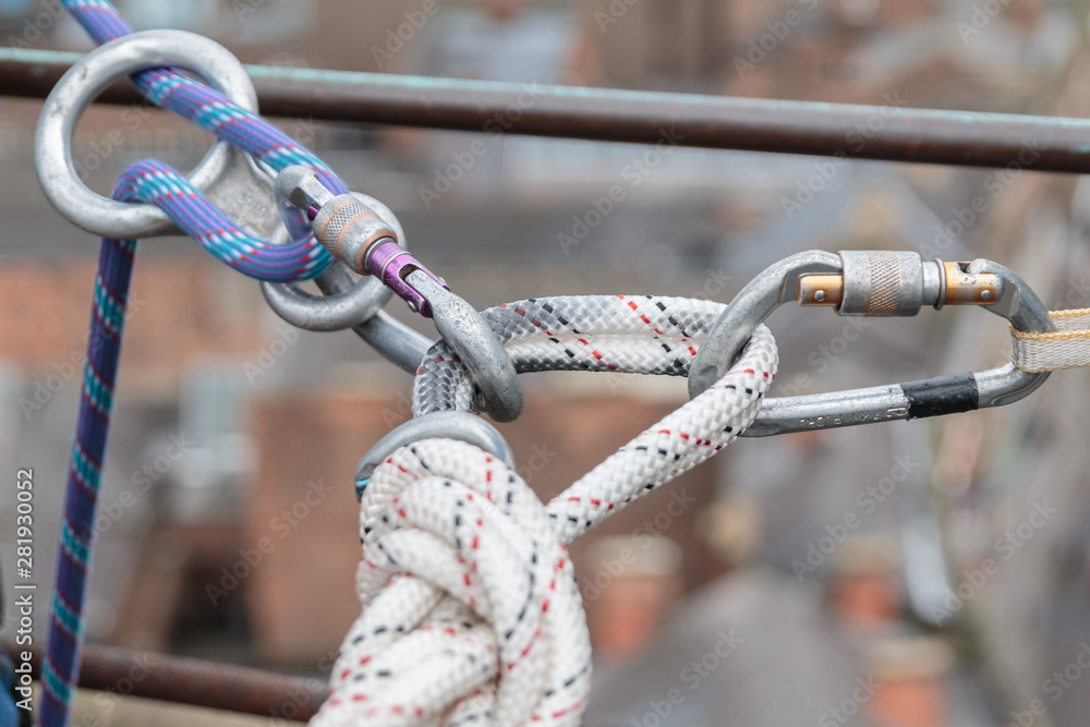 Climbing rope at the top of an abseil Stock Photo | Adobe Stock