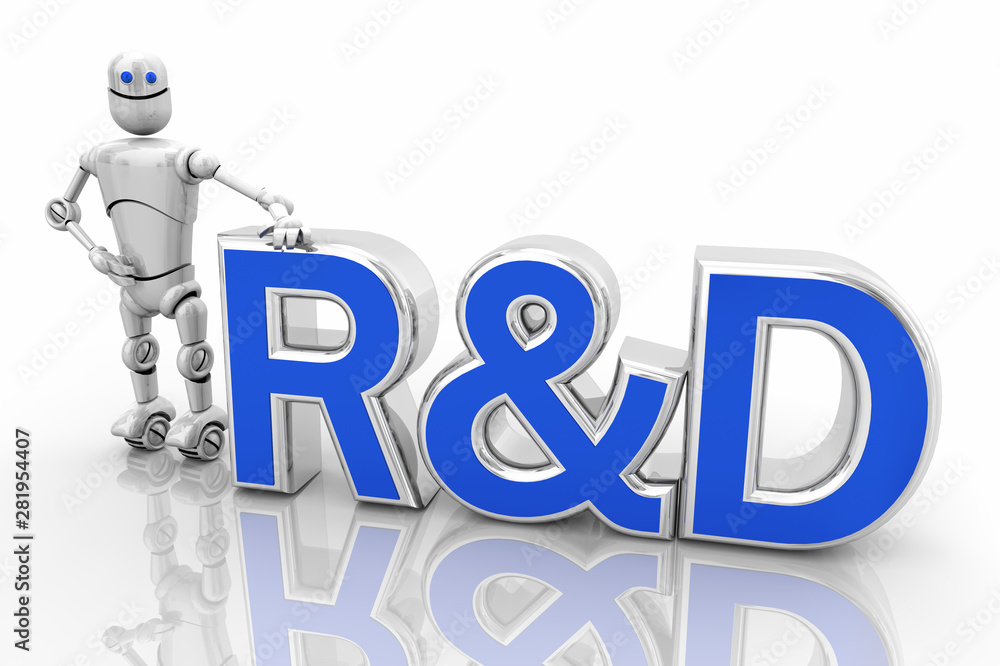 R and D Research Development Robot Android 3d Illustration Stock ...