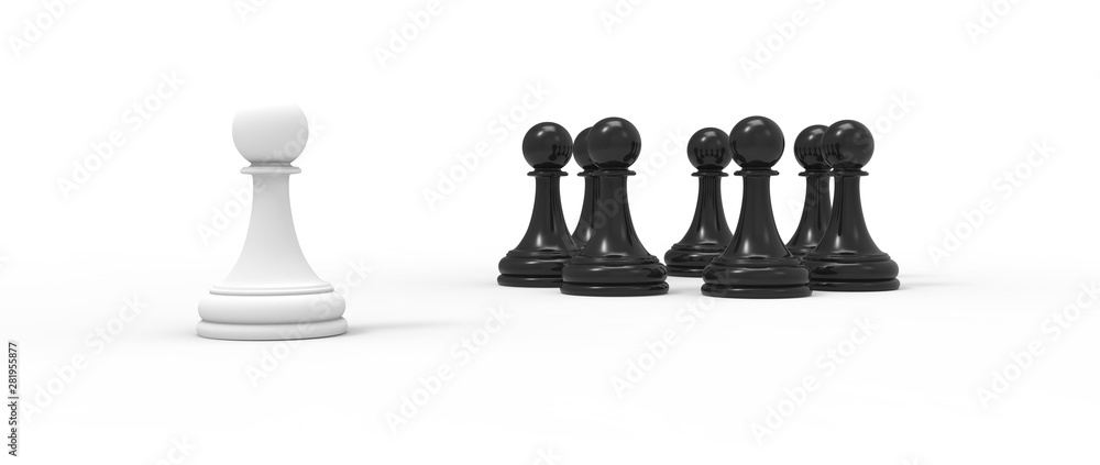 Render de piezas de juego de ajedrez en 3d. Modelo tridimensional de ...