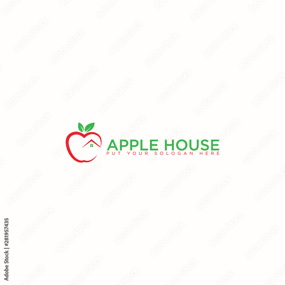 Apple House logo design Stock Vector | Adobe Stock