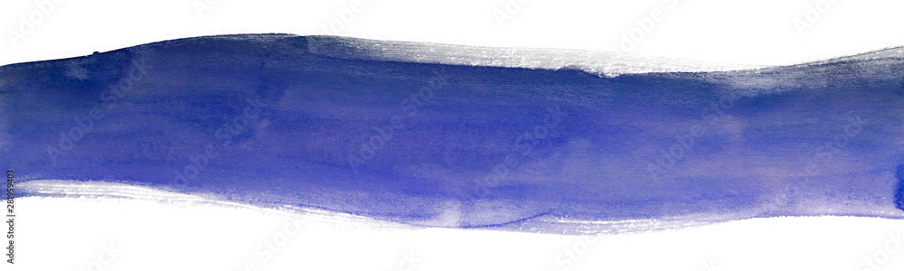 Watercolor blue strip with paper texture, watercolor hand drawing ...