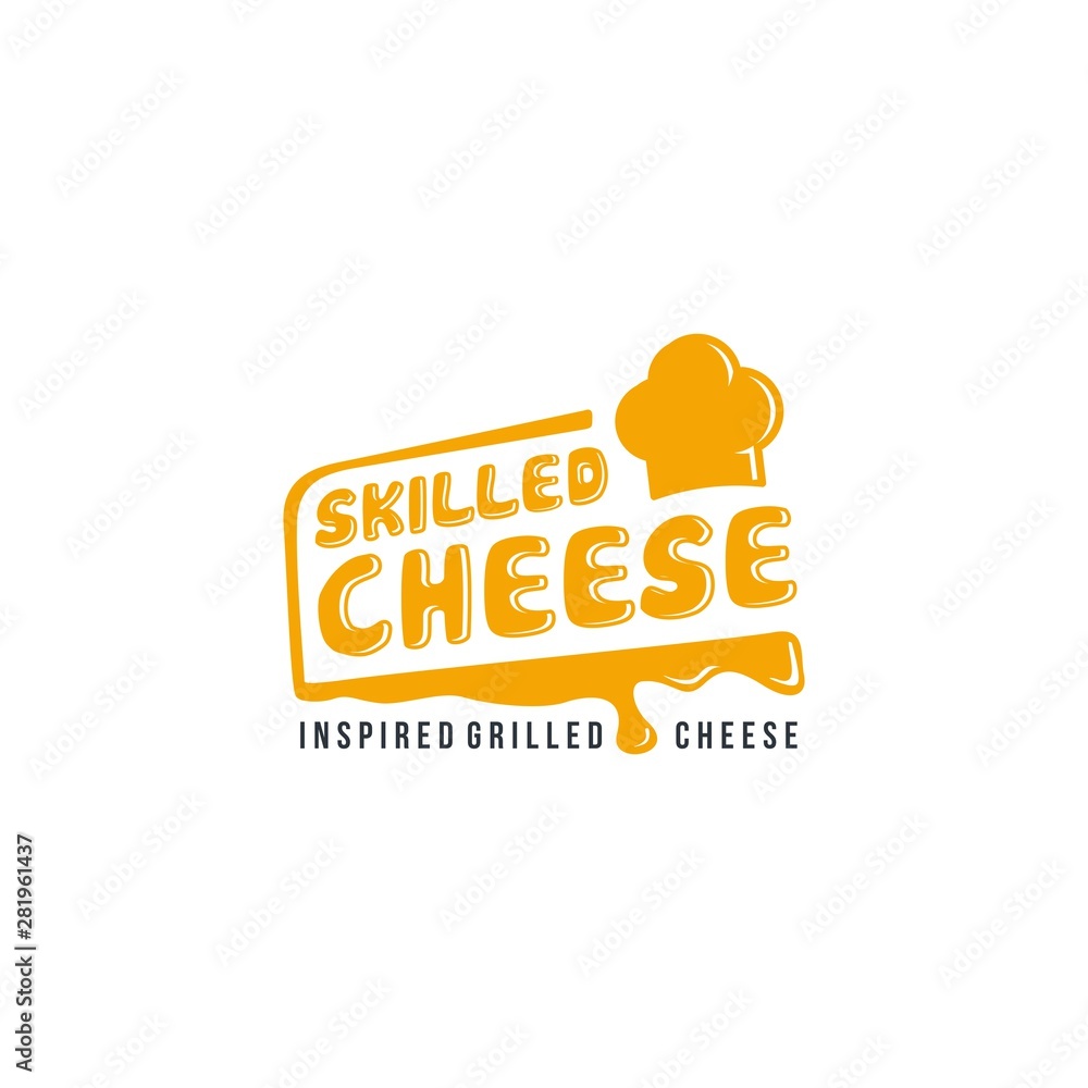 Skilled grilled cheese logo with chef hat Stock Vector | Adobe Stock