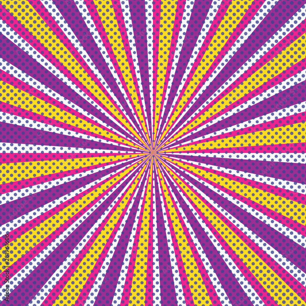 Retro stripes or sun rays or comic style background. Comic style sun ...