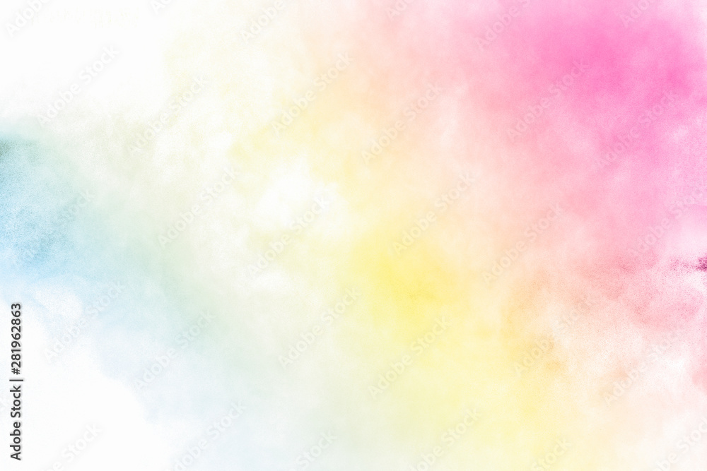 The explosion of multi colored powder. Beautiful rainbow color powder ...