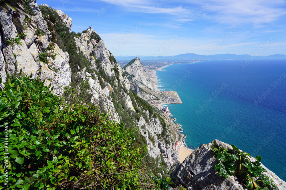 View of the Rock of Gibraltar, a British Overseas Territory on the ...