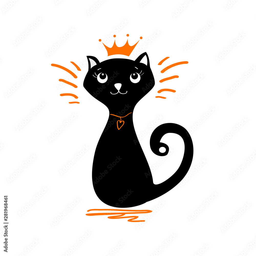 cat; graphic; illustration; princess; background; design; isolated; tee ...