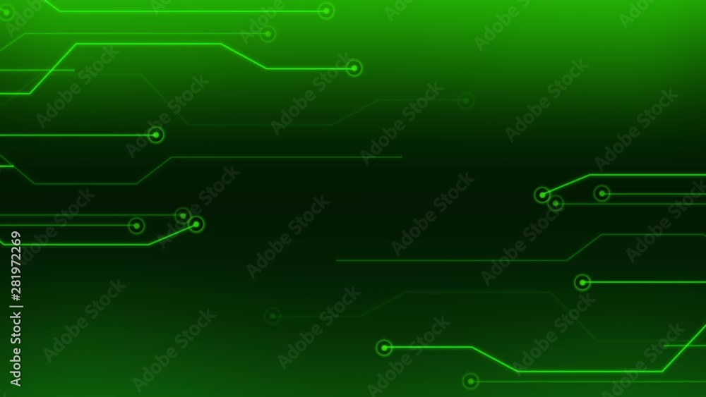 green technology animated background, animation circuit line technology ...