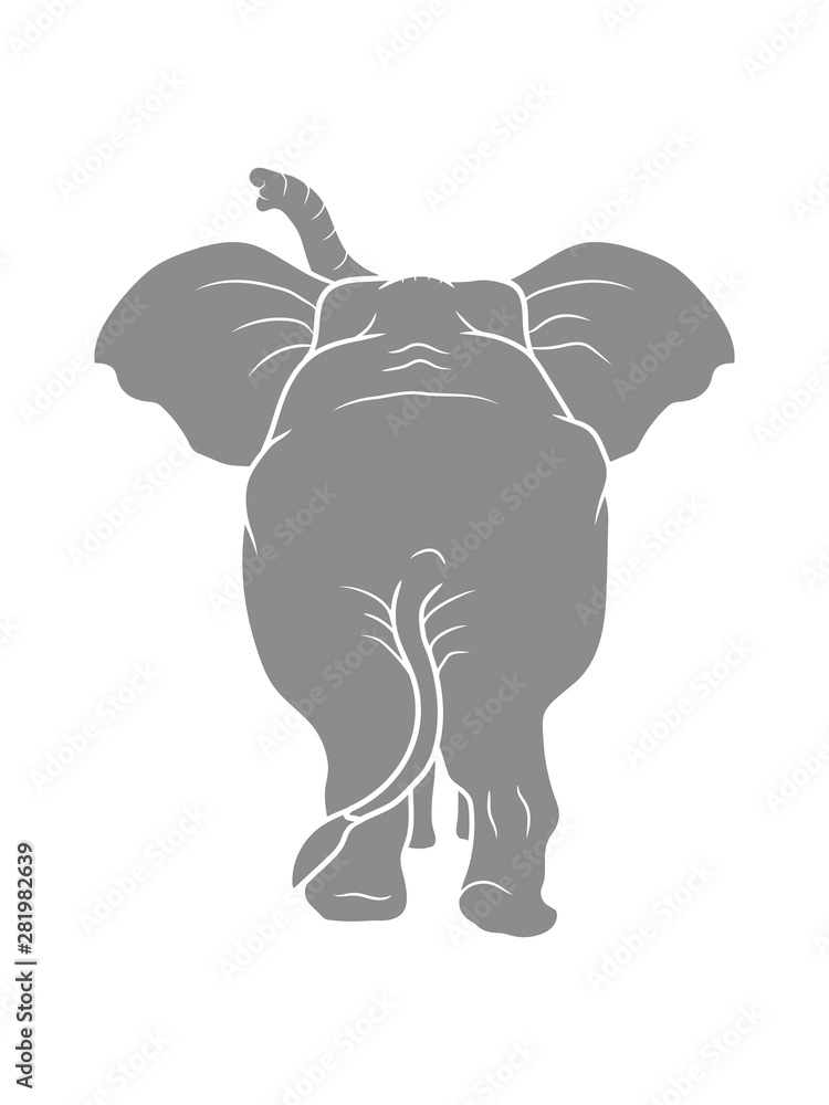 design cartoon elefant von hinten po arsch hintern dick fett gehend ...
