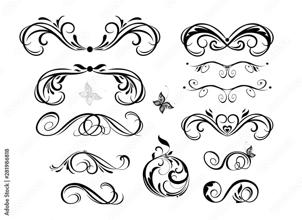 Vintage calligraphic headers collection for wedding design, fahion ...