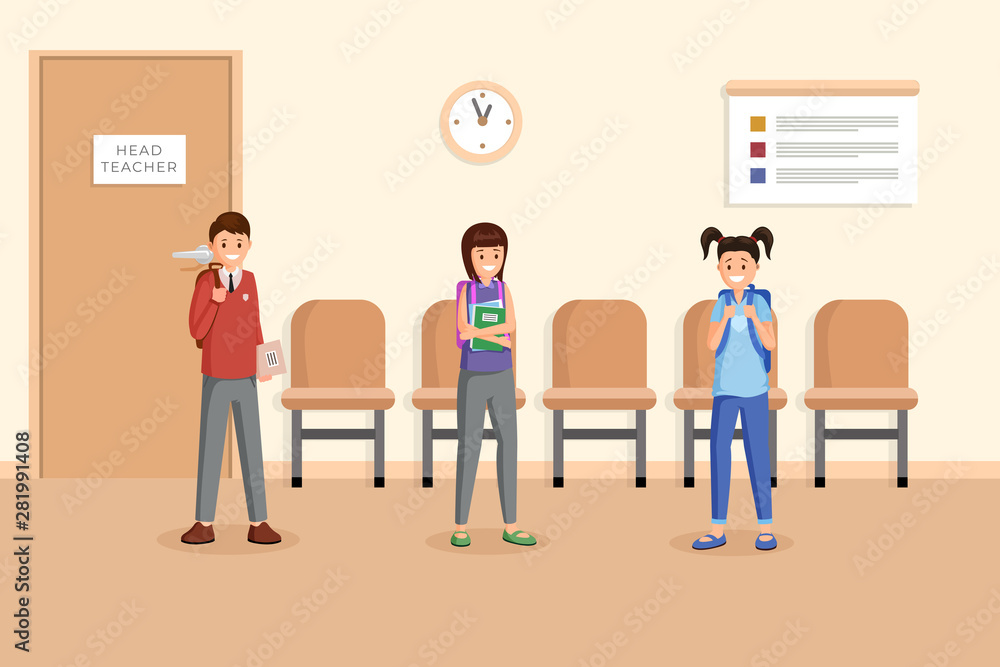 Schoolmates at break time vector illustration. Cute pupils with ...