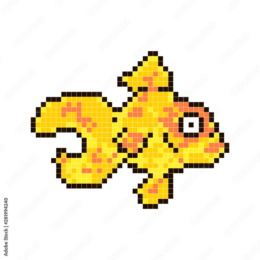 Goldfish, Pixel Art Symbol Isolated On White Background. Pet Animal ...