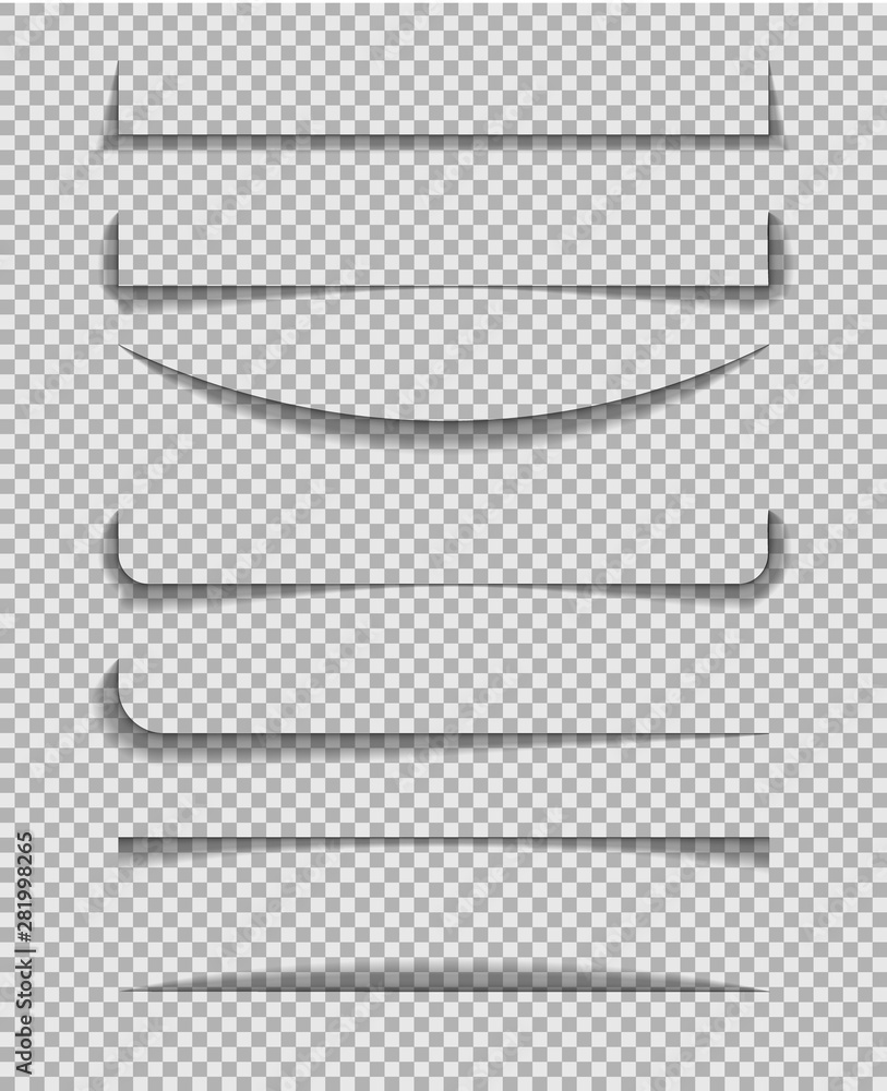 Divider shadow line. Frame of edge of paper on transparent background ...