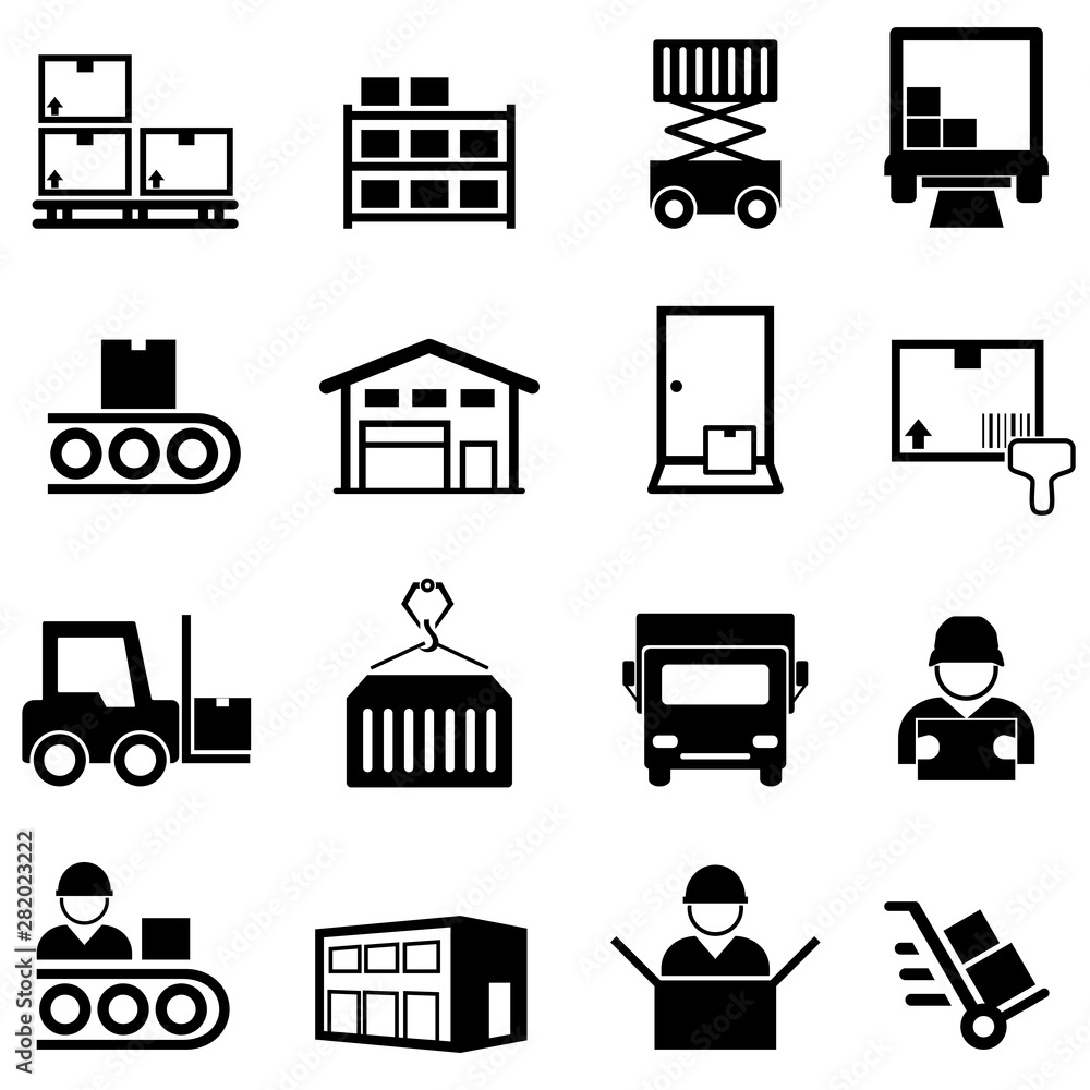 Logistics, warehouse, distribution center, delivery and shipping line ...