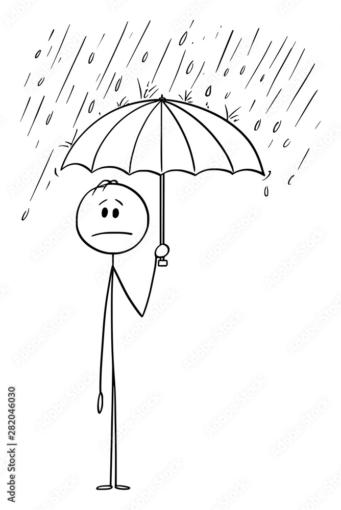 Vector cartoon stick figure drawing conceptual illustration of man or ...