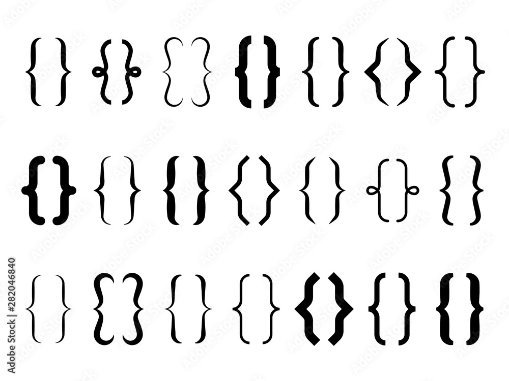 Vetor de Brackets. Vintage curly brace typography symbols, calligraphic ...