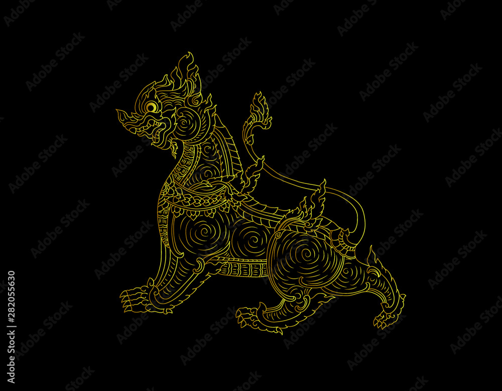 Kirin the Mythical Himmapan Creatures of Thailand Stock Vector | Adobe ...