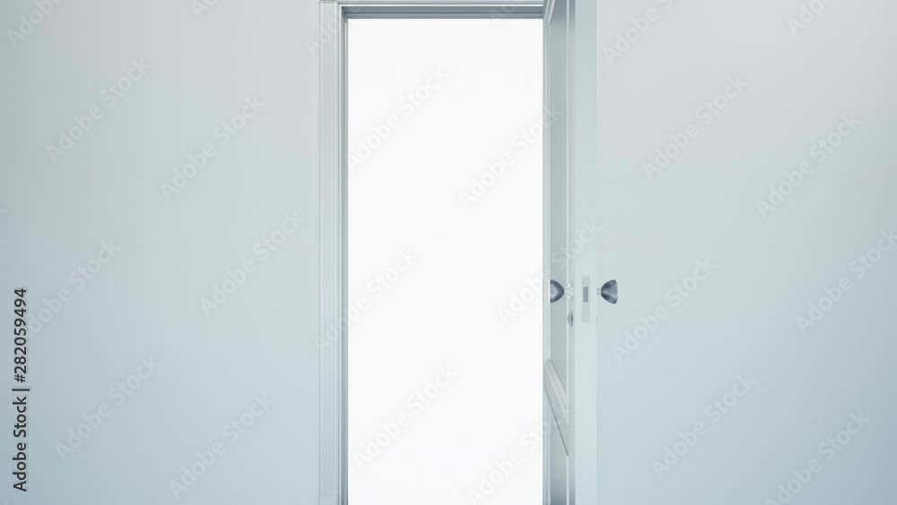 White classic design door opening to white background, alpha matte. 60 ...