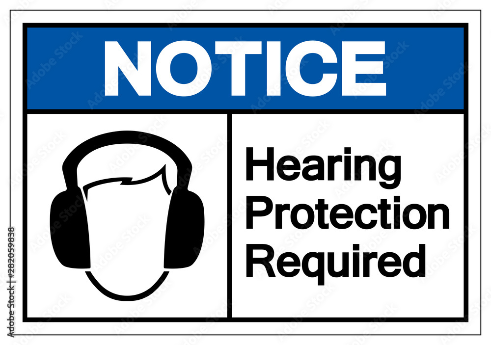 Notice Hearing Protection Required Symbol Sign, Vector Illustration ...