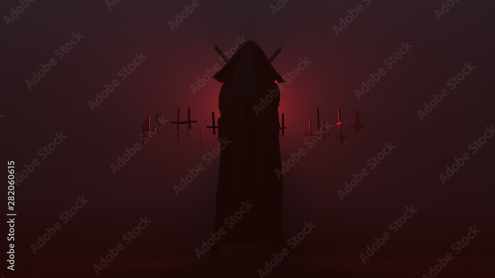 Black Seductive Vampire Devil in a Futuristic Haute Couture Full Body ...