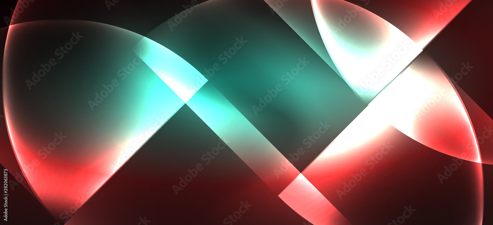 Dynamic lines and shapes, glass neon glowing effect. Modern neon glow ...